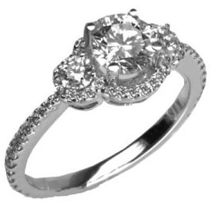 1.5ct Round Cut Center Diamond with Accent Diamonds