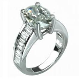 2ct Oval Cut Center Diamond with Baguettes on the Band