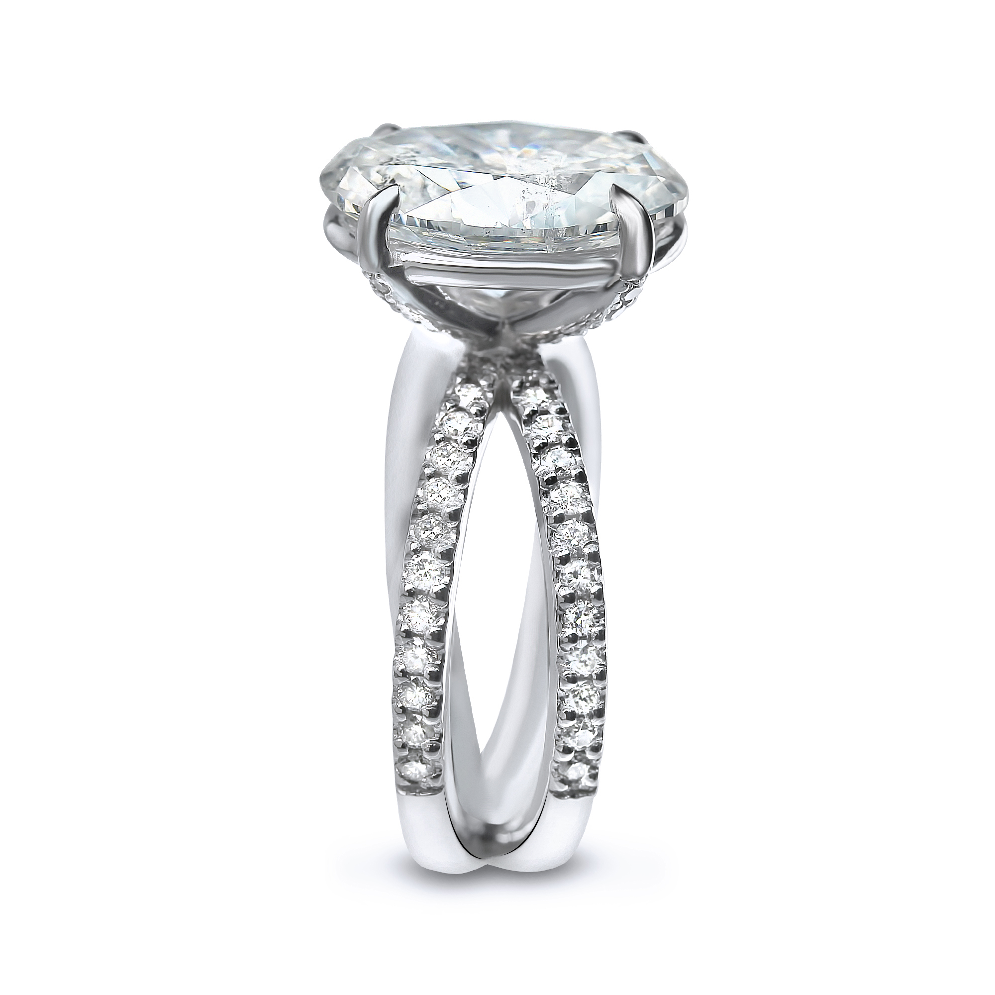 2 1/2cttw Oval Cut Split Shank Pave Set Ring