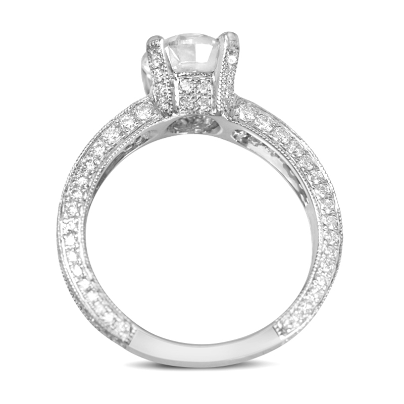 2 1/4cttw Three Sided Pave Diamond Setting