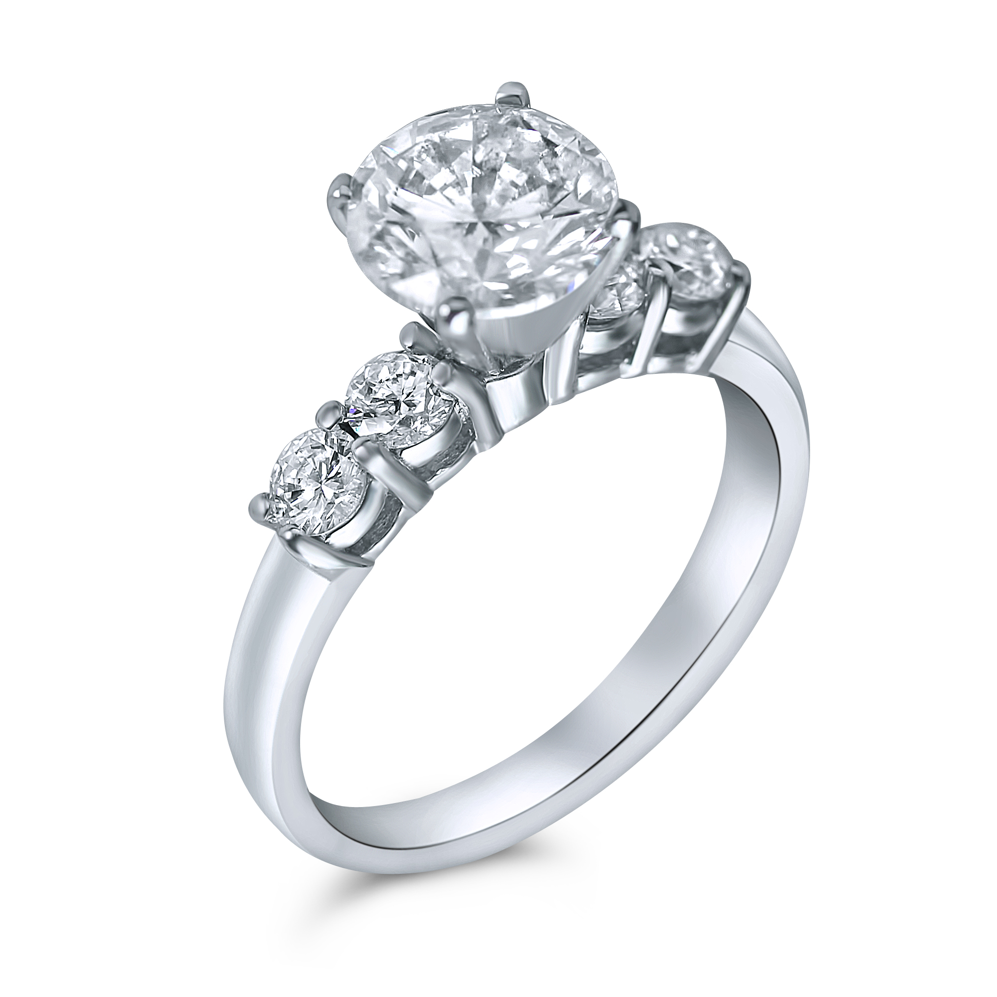1 1/2cttw Round Center with Two Side Diamonds