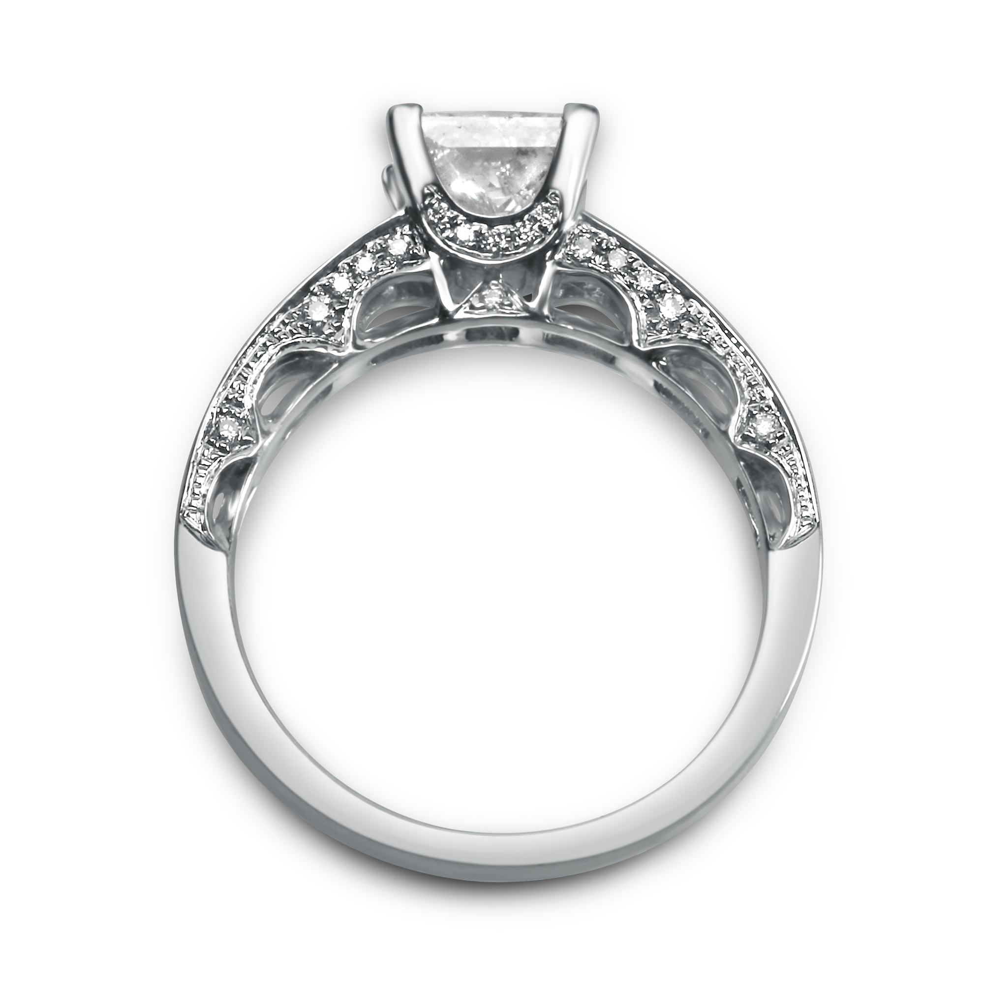Princess Center with Round Channel Set Diamonds