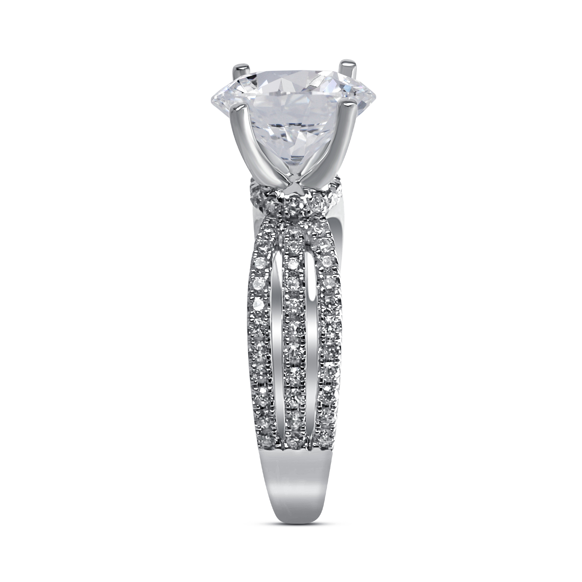 Triple Split Shank with Round Center Diamond