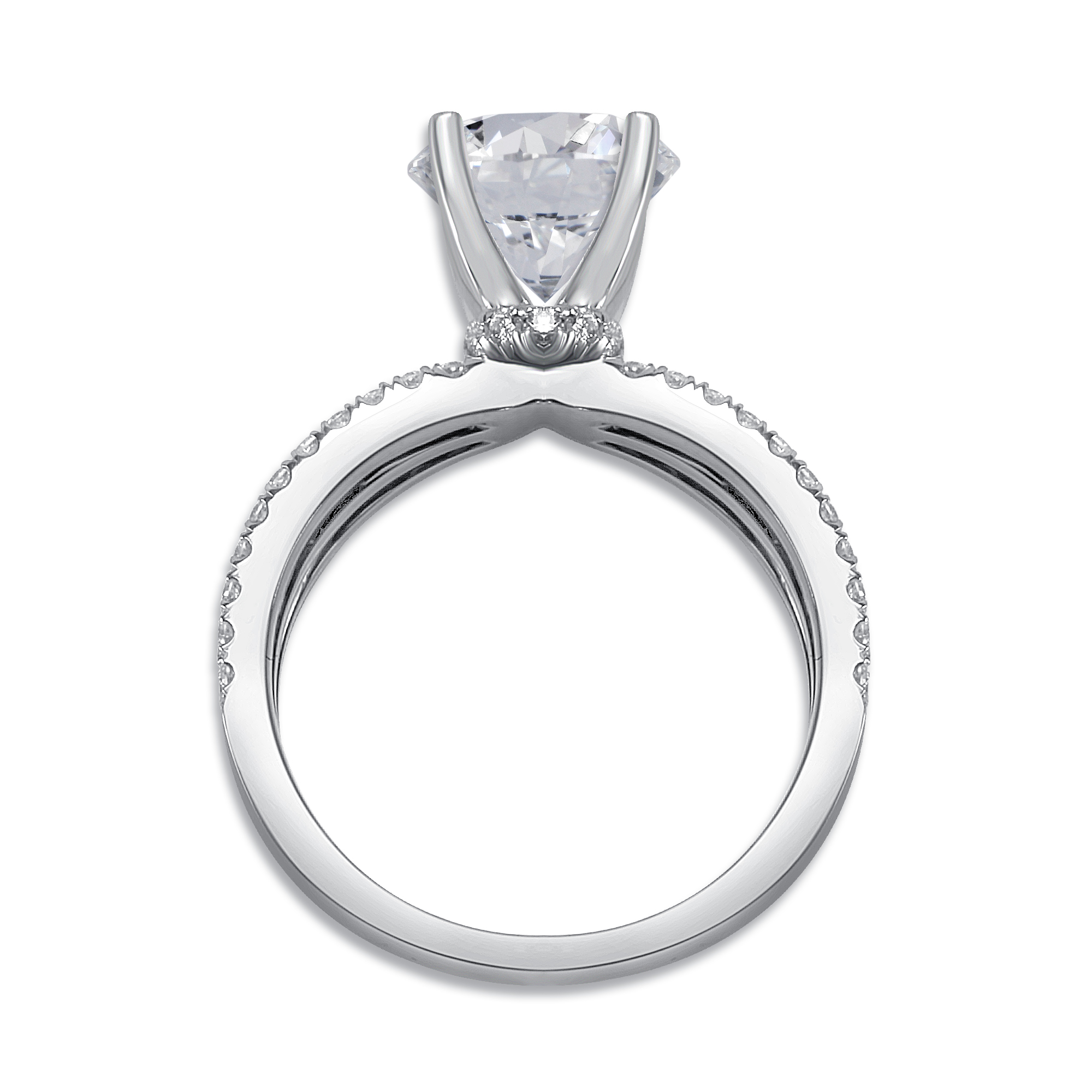 Triple Split Shank with Round Center Diamond
